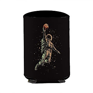 Can Cooler Sleeves Coozies for Cans And Bottles Insulators Basketball Astronaut Space Print PVC Elastic Reusable