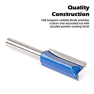 KOWOOD Plus Double Flute Straight Router Bit Set, 1/4 Inch Shank. Cutting Diameter in 1/4”, 5/16”, 3/8”, 1/2”. with updated Kowood C3 Carbide. Great for create groove, dado or hollow