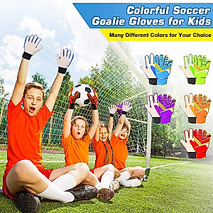 Jalunth Goalkeeper Goalie Soccer Gloves Kids Youth Goal Keeper Field Player Glove Boys Girls Ages 4-6 Years Old Anti-Slip Latex Palm Soft Pu Hand Back Green Size 5