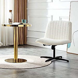 conforliving Armless Office Desk Chair No Wheels Vanity Chair Mid-Back Ergonomic Home Office Computer Chair Comfortable Adjustable Swivel Task Chair with Thickened Cushion（Velvet-Padded）