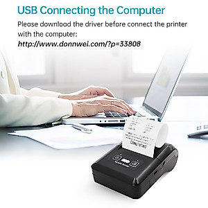 Portable Mini 58mm Thermal Printer 2 inch Wireless BT+USB Receipt Bill Ticket Printer with 57mm Print Paper Compatible with iOS Android Windows for Restaurant Sales Retail Small Business