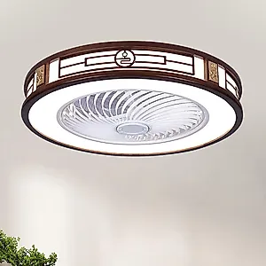 Xuthusman LED Invisible Ceiling Fan Light Round Dimmable Chandelier 3-Speed Invisible Fan 64W w/Remote Control