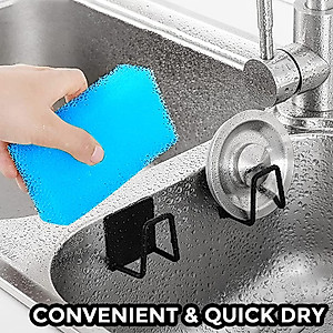 2 Pieces Black Sink Caddy 304 Stainless Steal,Kitchen Sink Caddy,Sink Organize,Sponge Holder,soporte para esponjas de fregadero ,Black Sponge Holder,Sink Organize,Adhesive Hooks,