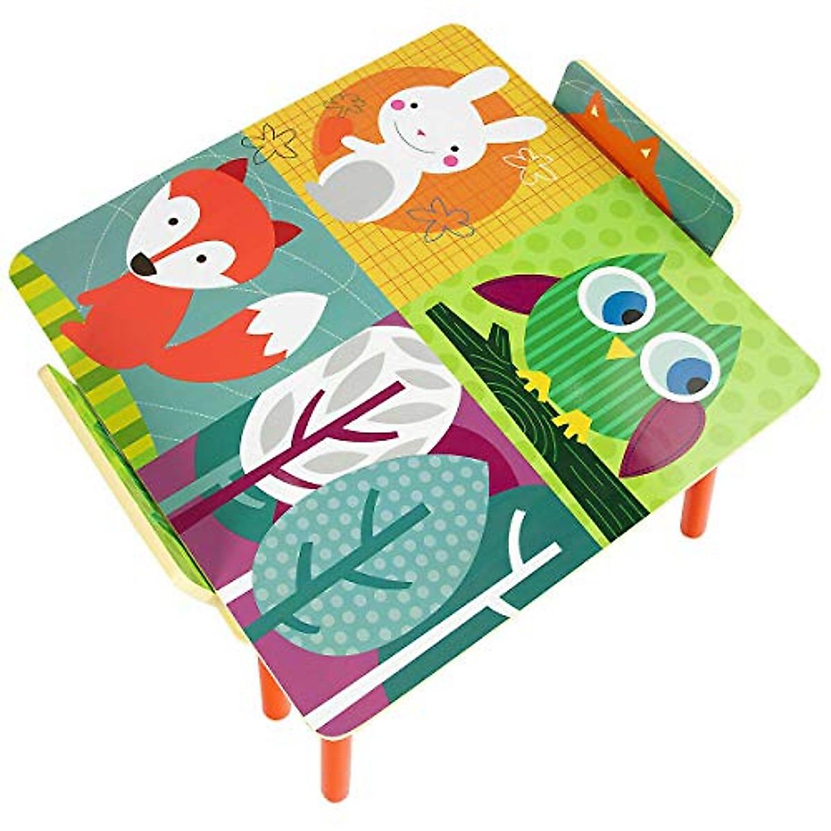 TimmyHouse Desk Kids Table and 2 Chairs Set for Toddler Baby Gift Furniture Cartoon Pattern