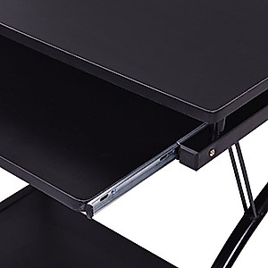 ADTEST , Gaming Table with Movable Keyboard Tray& CPU Holder, Workstation Made of P2 Environmental Material, Black