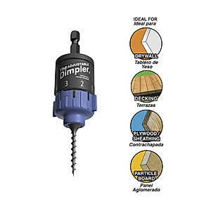 Adjustable DIMPLER ® Drywall Bit - Perfect for Converting Electric and Impact Drills into a Drywall and Deck Screw Gun holds the screw with a Powerful Magnet.