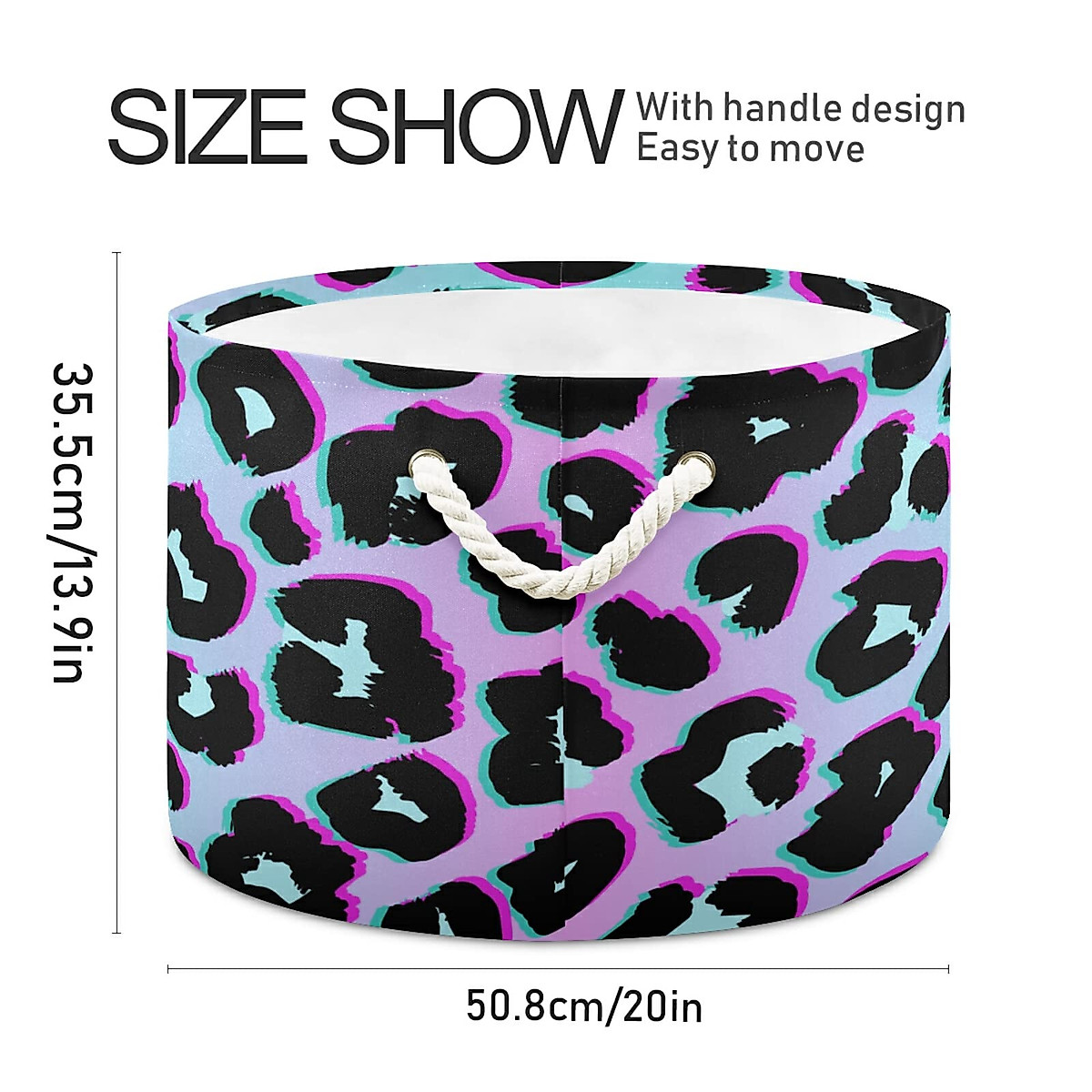 ALAZA Rainbow Leopard Prints Cheetah Animal Storage Basket Gift Baskets Large Collapsible Laundry Hamper with Handle, 20x20x14 in