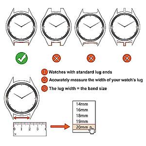 ANNEFIT Genuine Leather Watch Strap for Women, Quick Release Replacement Band 14mm (Black)