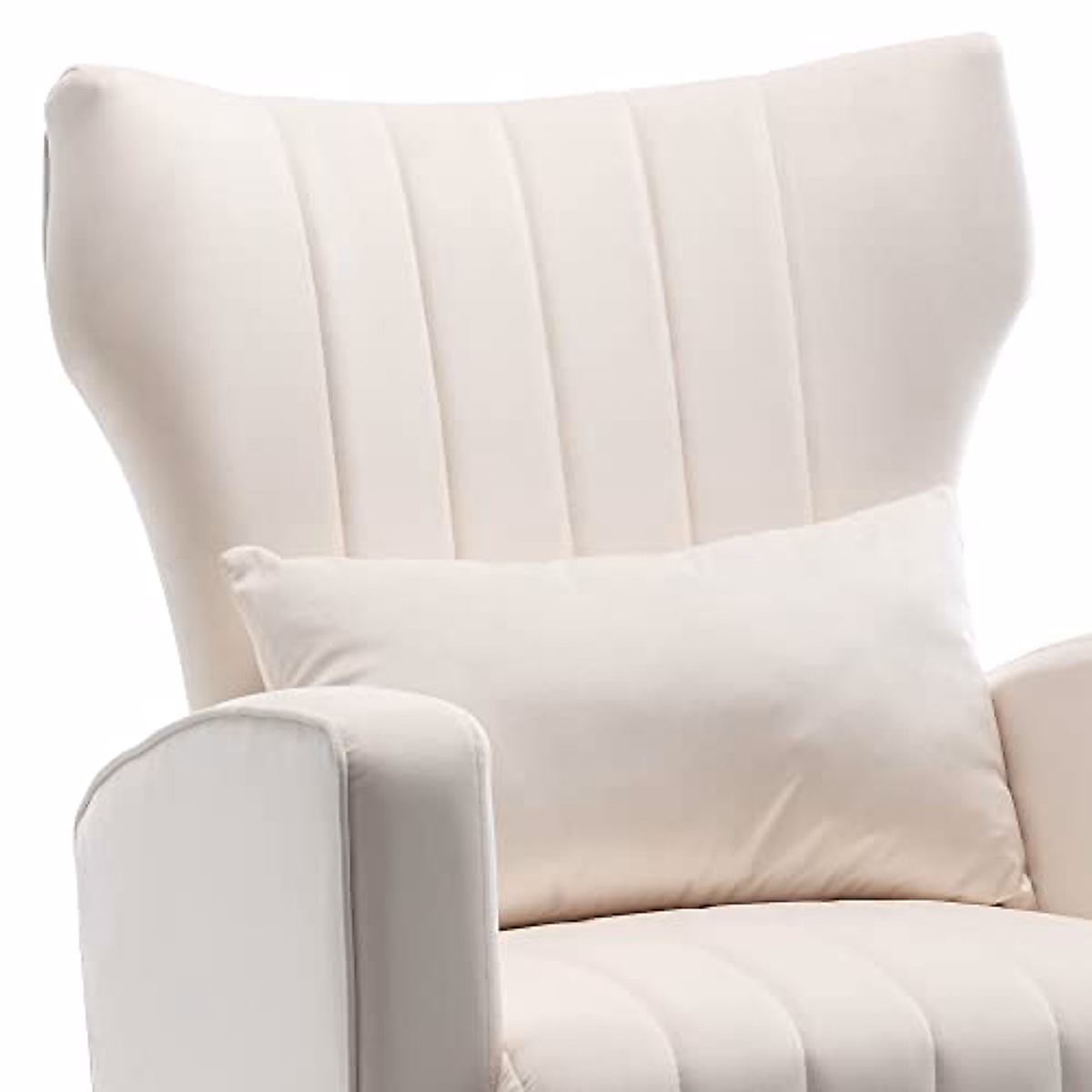 SZUBEE Modern Velvet Nursery, Accent Rocking Chair with with Solid Metal Legs, Upholstered Comfy Glider Rocker for Reading, Bedroom and Living Room,Beige