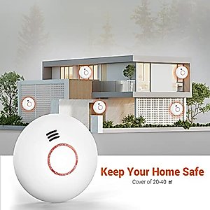 Jemay Smart Smoke Detector Receive Alerts with App, Wireless Wi-Fi Smoke Alarm with Self-Check Function, Fire Alarm with Photoelectric Sensor, Replaceable Lithium Battery & Silence Button