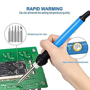 AideBench SPB2 Soldering Iron Station Kit adjustable Welder soldering Iron Kit 60W 12-in-1 5pcs Soldering Tips Desoldering Pump wire solder tweezers iron stand brush Portable Toolbox