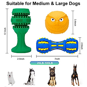 Enido Dog Chew Toys for Aggressive Chewers, 3 Pack Tough Dog Toys, Indestructible Dog Toys - Perfect for Medium & Large Breeds