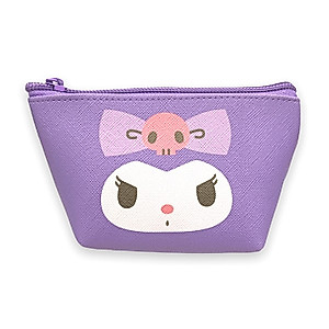 Sanrio Kuromi Face Boat Type Cosmetics Small Pouch Bag 4.3 in (W) × 3 in (H) × 2 in (D)
