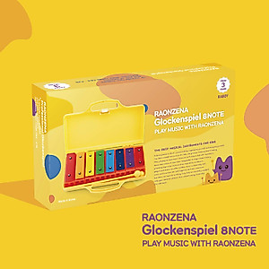 RAONZENA Professional Xylophone 25note, Glockenspiel,Xylophone for kids,Xylophone for gift,Glockenspiel that learns the basics of music (8note rainbow)