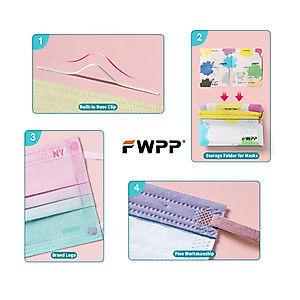 FWPP Disposable Face Masks Wide Flat Earloop Individually wrapped 3 layer Spunlace Non-woven Fabric Yellow Grey Gradient 50pcs
