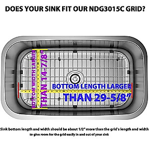 Serene Valley Sink Bottom Grid 29-5/8" x 14-7/8", Basin Rack with Corner Radius 2", Sink Rack NDG3015C