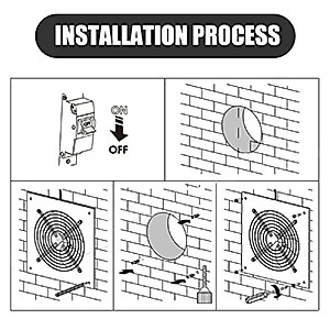 RLOZUI Exhaust Fan, 8 Inch 500 CFM Wall Mounted Vent Fans,Exhaust Shutter Fan for Bathroom Attic Kitchen Window Basement 110V 80W (8 inch, Black)