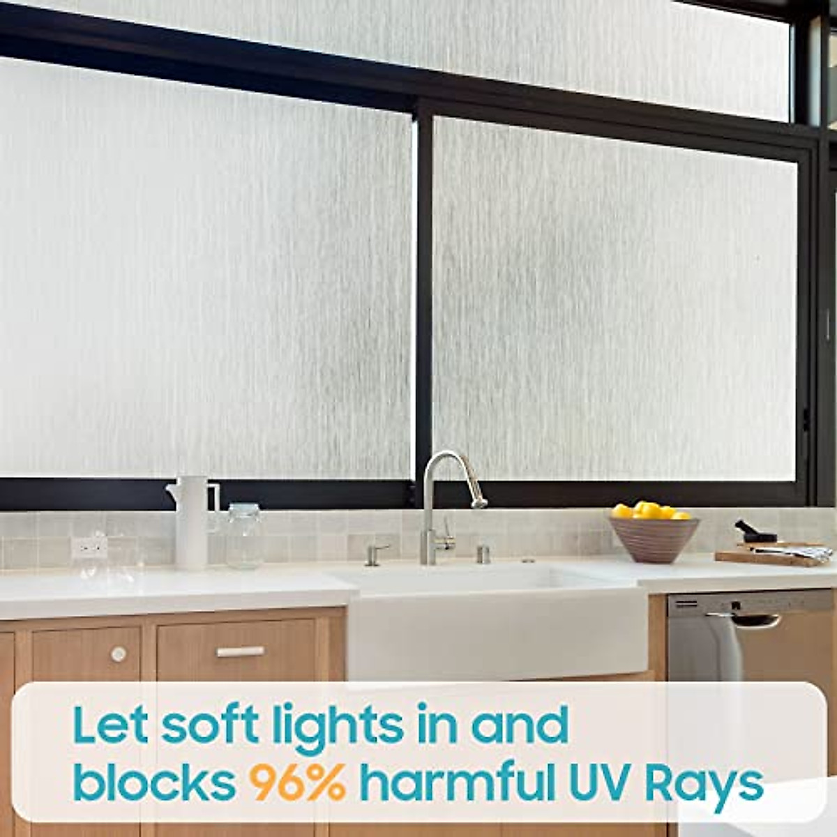 Viseeko Privacy Window Film: Frosted Glass Window Film Non-Adhesive Static Cling Window Film Sun Blocking Removable Room Decor for Bathroom Home Office (Silver Silk, 23.6 x 78.7 inches)