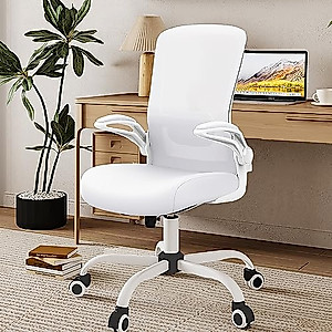 Mimoglad Home Office Chair, High Back Desk Chair, Ergonomic Mesh Computer Chair with Adjustable Lumbar Support and Thickened Seat Cushion (Modern, Ivory White)