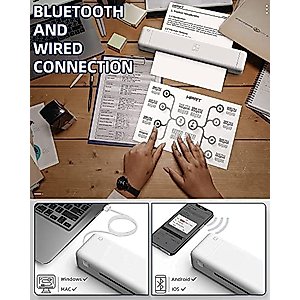 HPRT Thermal Printer MT800Q Portable Mini Printer, Wireless Printer for iPhone and Computer, The Best Small Printer Support 216mm Width A4 Paper, Home Use, Office, Travel and Mobile Printer