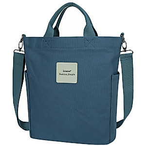 Iswee Canvas Tote Bag for Women Casual Shoulder Work Bag Crossbody Top Handle Bag Shopping Handbags for Women (Blue)