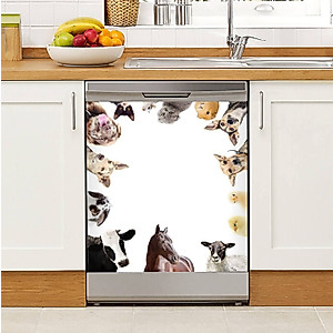 Dishwasher Magnet Cover Set of Farm Animals Magnetic Refrigerator Stickers Decorative Appliance Cover Fridge Panels Metal Door Garage 23x26in