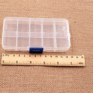 Fishing Lure Storage Box, Plastic Fishing Tackle Box, Detachable Fish Accessory Box, 10 Compartments Storage Case, Square Box(Orange White Buckle)