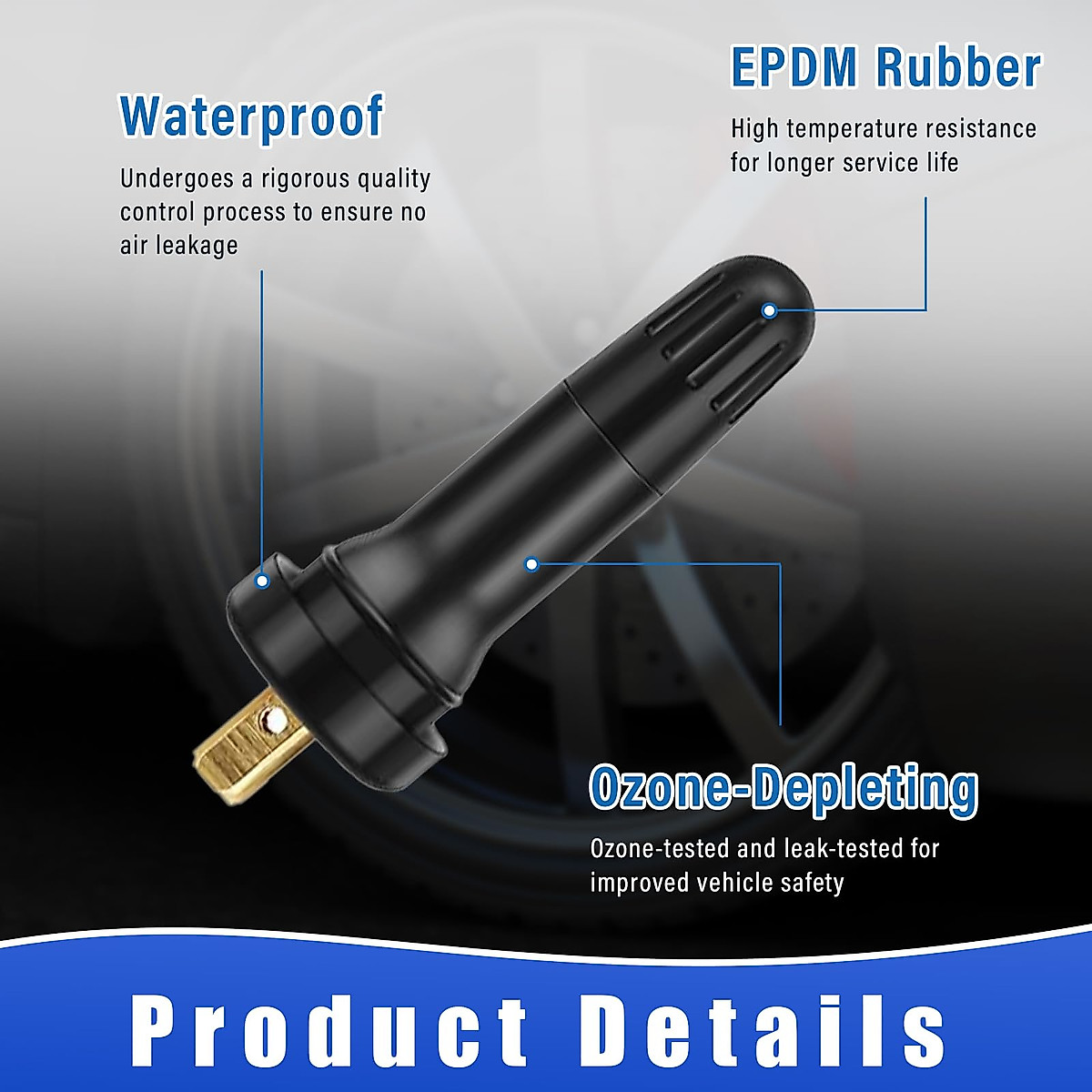 Augeny 5PCS TPMS 20008 Tire Valve Stem, Snap-in Rubber Tubeless Tire Pressure Sensor Valve Stem ​Replacement Compatible with Commander, Liberty, Lucerne, Avenger, Charger, Durango