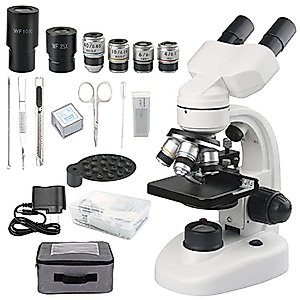 Compound Binocular Microscope,WF10x and WF25x Eyepieces,40X-1000X Magnification, LED Illumination Two-Layer Mechanical Stage,Microscope for Adults Kids 8-12 Teenagers