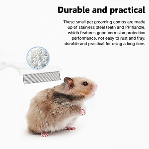 Stainless Steel Rounded Teeth Grooming Comb for Small Pets - Massage and Cleaning Tool for Chinchillas, Ferrets, Guinea Pigs, Rabbits (2 Pack, White)