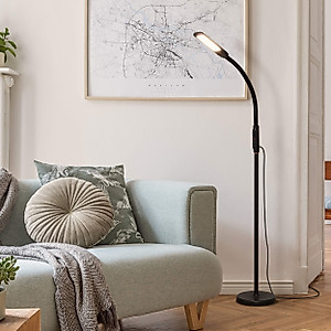Brightech LED Litespan Vista 3-in-1 Desk Lamp for Living Rooms, LED Floor Lamp, Tall Lamp with Remote Control, Work Light for Documents, Standing Lamp with Flexible & Adjustable Gooseneck