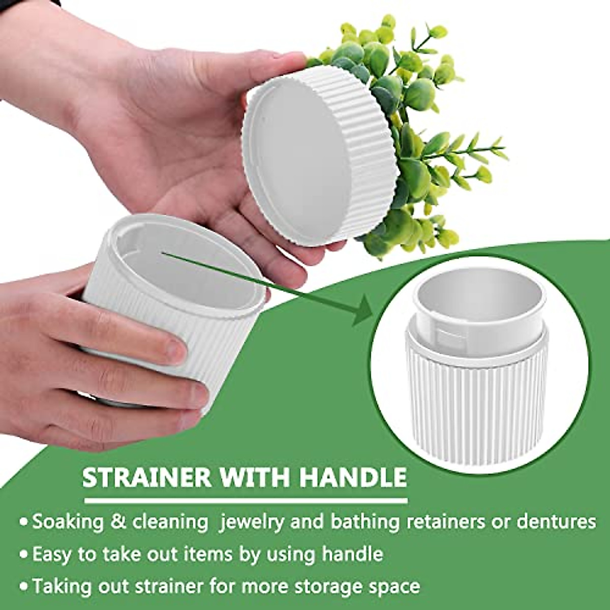 Bathroom Canister, Bathroom Storage Organizer For Cotton Ball, Bath Salts, Cotton Rounds,Floss Picks, Hair Clips, Apothecary Jars For Vanity Makeup Organizer, Cute Artificial Plants Design As Perfect Bathroom Decoration & Accessories (White)