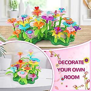 Gili Flower Garden Building Stacking Toys - Build a Bouquet Sets for 4 5 6 Year Old Toddler Girls Arts and Crafts for Little Kids Age 3yr Up Best Top Christmas Birthday Gifts for Creativity Play