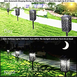Topmante Upgrade Solar Pathway Garden Lights, Super Bright Lantern Waterproof Landscape Path Light, LED Spotlights Outside Solar Powered Lamp for Garden Patio Lawn Yard Path Sidewalk (White Lighting)