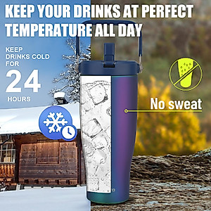 Zukro 40 OZ Tumbler With Flip Straw |Stainless Steel Water Jug With Top Handle For Gym, Outdoors, Car |Large Leak Proof Triple-wall Vacuum Insulated Water Bottle Keeps Cold 30 Hours & Easy Carry