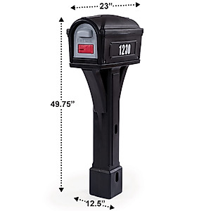 Simplay3 Classic Plastic Residential Mailbox & Post Mount Combo Kit with 2 Access Doors - Black
