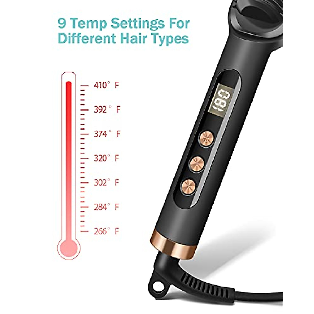 Hair Straightener Brush EZBASICS Ionic Hair Straightening Brush with 9 Heat Levels for Frizz-Free Silky Hair, 30s Fast Heating Anti-Scald & LED Screen, Perfect for Professional Salon at Home