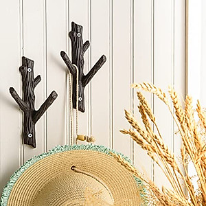 Giftcraft Set of 2 Tree Branch Decorative Hooks, 3-Hook Wall Hooks, Rack for Towels, Jackets, Hats, Metal Coat Hooks Made with Heavy Duty Cast Iron, Unique Nature Home Decor