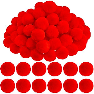 40 Pieces Christmas Red Pom Poms Crafts Acrylic Pom Poms Balls Costume Pompoms Decorations for DIY Hobby Supplies Christmas Holiday Costume Accessories Party Decorations, 1.5 Inch, Over 6 Years Old
