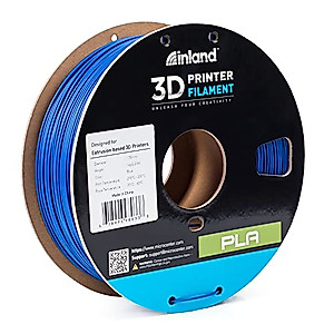 Inland PLA 3D Printer Filament 1.75mm - Dimensional Accuracy +/- 0.03mm - 1kg Cardboard Spool (2.2 lbs) – Fits Most FDM/FFF Printers – Odor Free, Clog Free Filaments - Blue