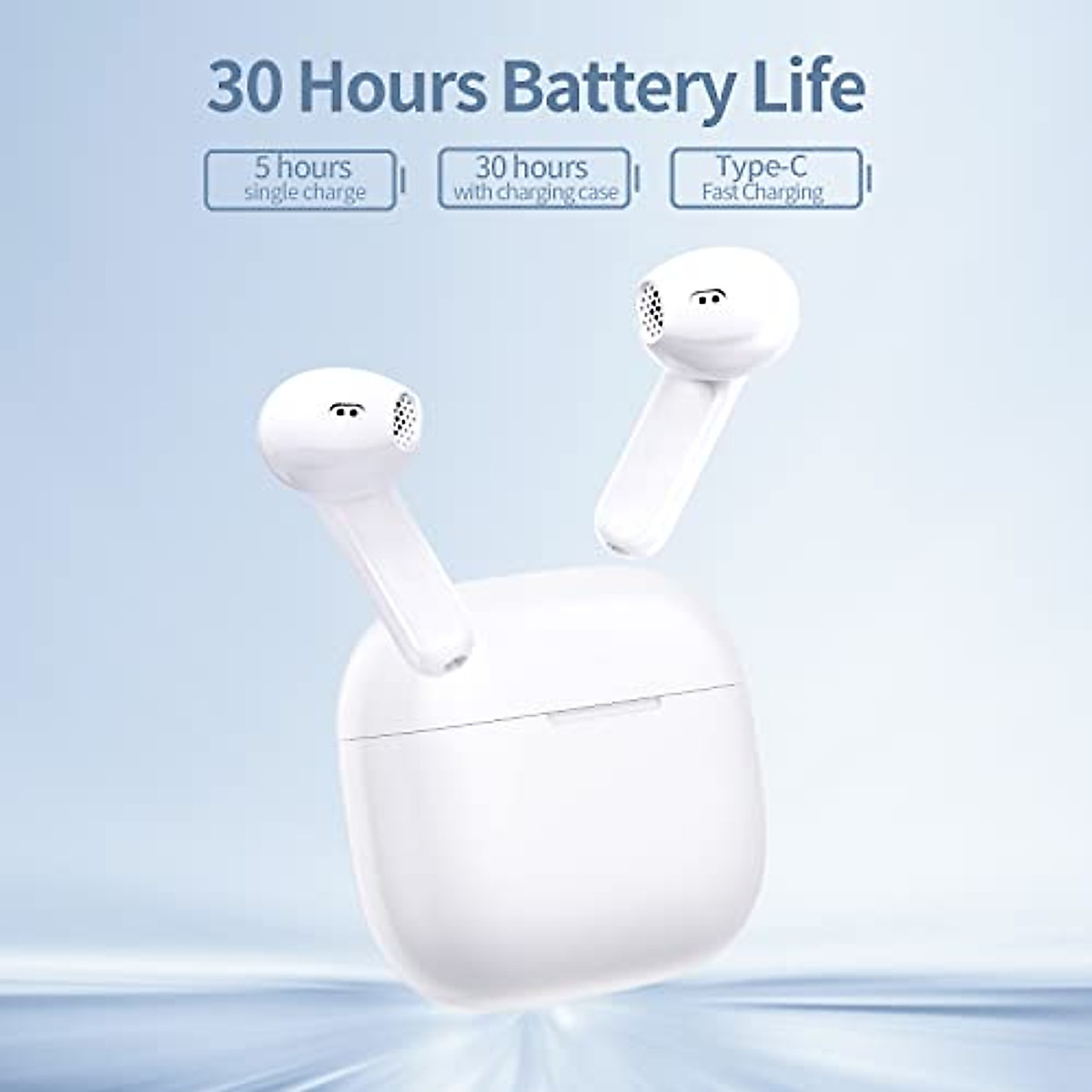 kurdene Wireless Bluetooth Earbuds with Fast Charging 30 Hours Playtime Stereo Sound Bluetooth Headphones with Mics in-Ear Wireless Earphones Touch Control Wireless Headset for Music and Call