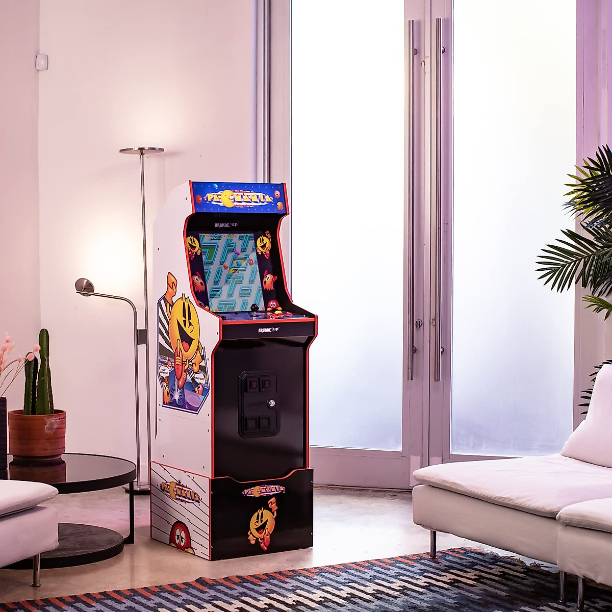 ARCADE1UP- BANDAI NAMCO Legacy Entertainment Arcade Game PAC-Mania Edition, includes Hardware, Riser