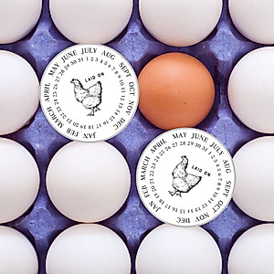 Laid On Date Stickers | 50 Pack | 2" Round Stickers | Farm Fresh Stickers, Egg Carton Stickers, Date Stickers for Fresh Eggs | White and Black with Chicken Design
