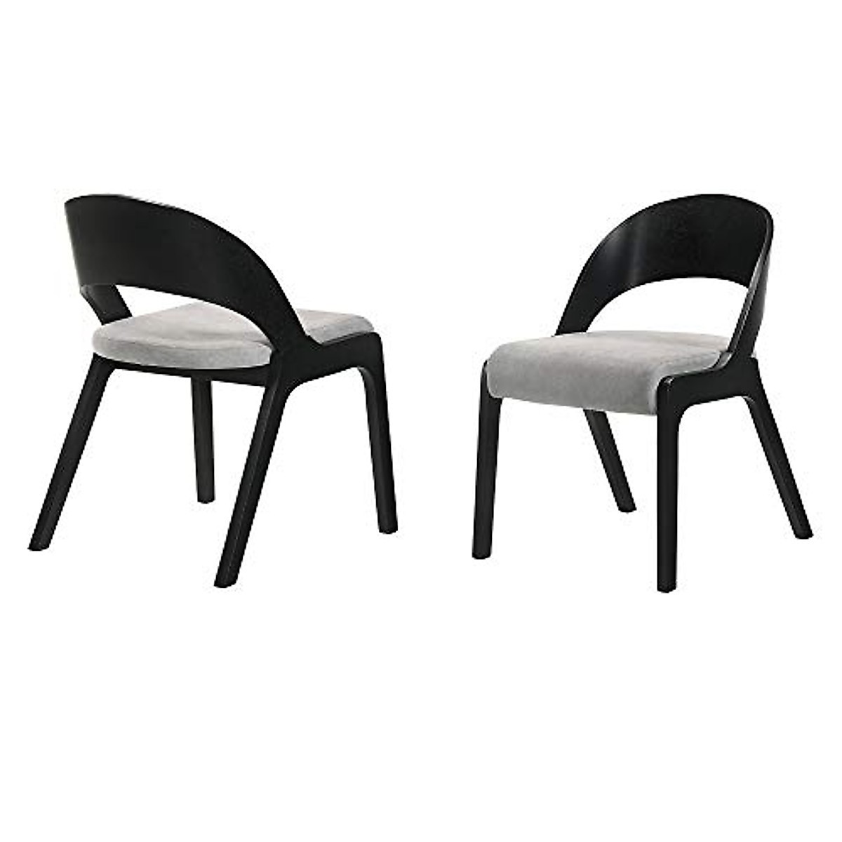 Armen Living Polly Mid-Century Modern Dining Accent Chairs Finish Fabric-Set of 2, 20" Wide, Black/Grey