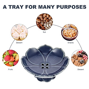 DOITOOL Fruit Bowl Ceramic Decorative Footed Bowl Round Fruit Bowl Footed Bowl Fruit Serving Platter Snack Platter Dish Kitchen Table Centerpiece Cake Stand