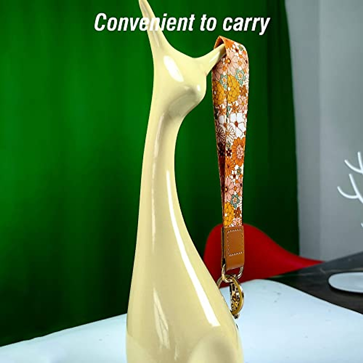 Insaizom Hippie Aesthetic Wrist Lanyard Key Chain, Cute Boho Wristlet Strap Keychain Holder for Women (Yellow flower)