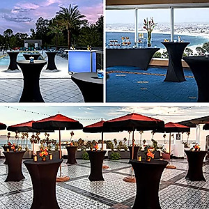 Lykoow 8 Pack Cocktail Spandex Stretch Tablecloth 32''x43'' Black Cocktail Round Table Cover Tablecloth, Fitted High Top Stretch for Round Tables or Wedding Party Banquet Birthday