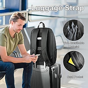 Business Backpack for Men, Slim Laptop Backpack Waterproof 17 inch, Lightweight Compact Computer Backpack with USB Charging, Thin Backpack Sleek for Travel Work Office and College - Black