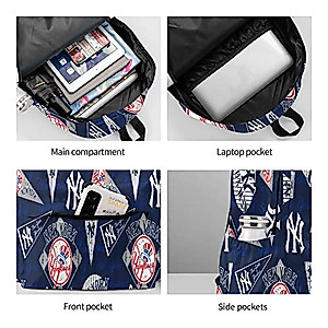 Annod Industries New York Yankees Baseball Backpack, Lightweight Casual School Backpacks Bags for Men Women Book Travel Hiking Camping Work, 16.9 Inch