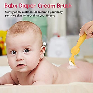 Baby Diaper Cream Spatula, 5.9 Inches Baby Butt Cream Applicator Soft Silicone Diaper Cream Spatula Applicator Baby Diaper Rash Cream (Yellow)
